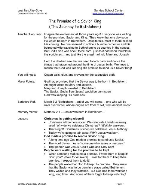 Lesson 2 - The Promise of a Savior King - Sunday School Center