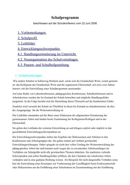 Schulprogramm - Grundschule Wrist