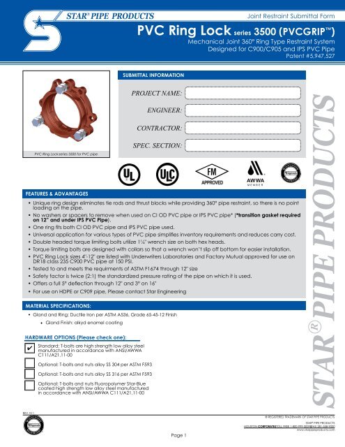 PVC Ring Lock series 3500 - Star Pipe Products