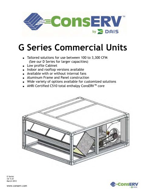 G Series Commercial Units - ConsERV