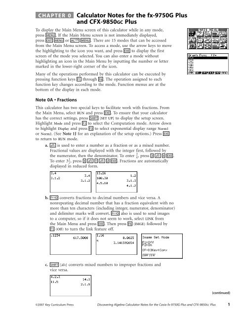 Calculator Notes for the Casio fx-9750G Plus and CFX-9850GC Plus