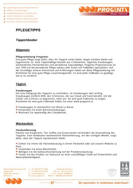 pflegetipps - Progenta Projectservices