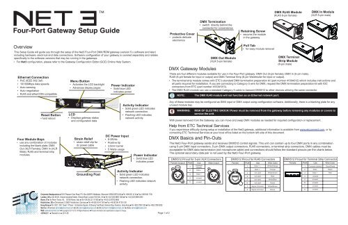 Net3 Four Port Gateway Setup Guide - ETC