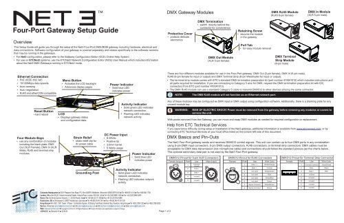 Net3 Four-Port Gateway Setup Guide rev D - ETC