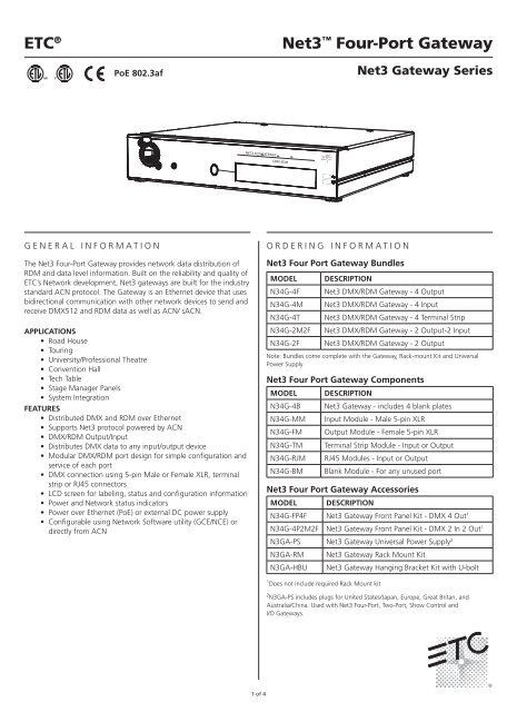 Net3™ Four-Port Gateway ETC®