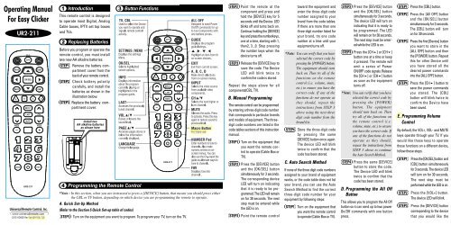 UR2-211 Operating Manual For Easy Clicker - Universal Remote ...