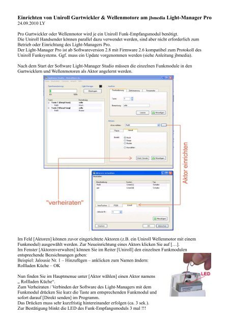 Einrichten des LMPro - Lott GmbH