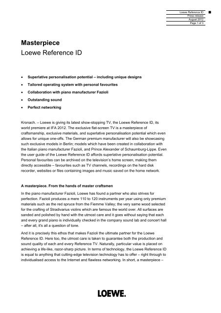 Masterpiece Loewe Reference ID - Loewe AG