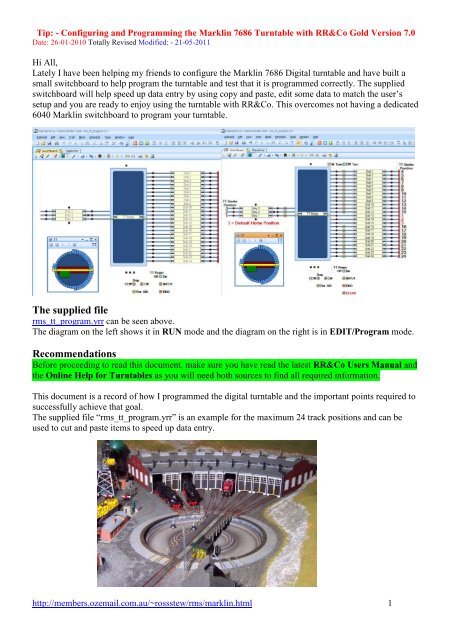 Marklin 7686 Turntable Quick Reference for Switchboard 15