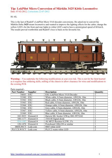 LokPilot Micro Conversion of Märklin 3425 Kittle Locomotive