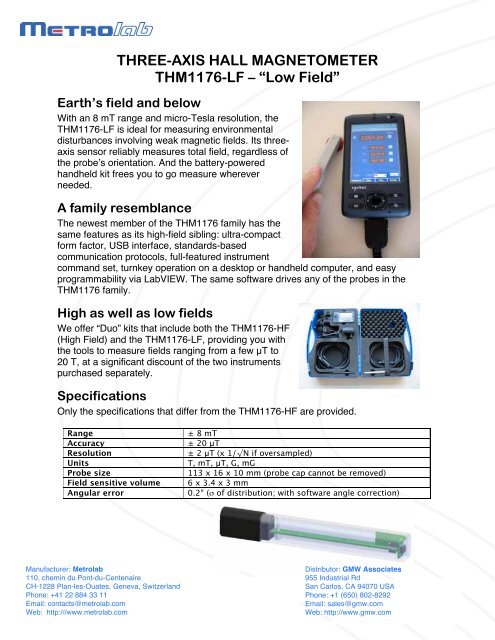 THREE-AXIS HALL MAGNETOMETER THM1176 ... - GMW Associates
