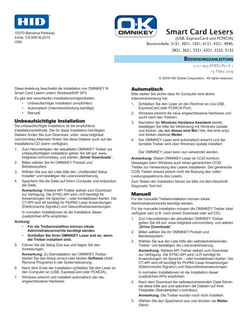 OMNIKEY Smart Card Readers (USB, ExpressCard and PCMCIA ...