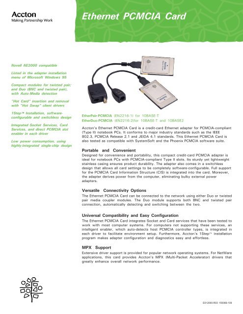 Ethernet PCMCIA Card