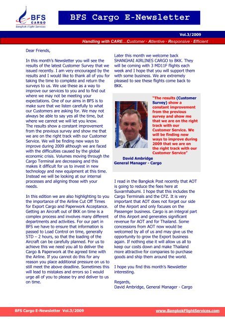 BFS Cargo E-Newsletter - Bangkok Flight Services