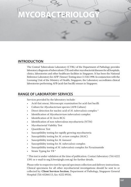 MYCOBACTERIOLOGY - Singapore General Hospital