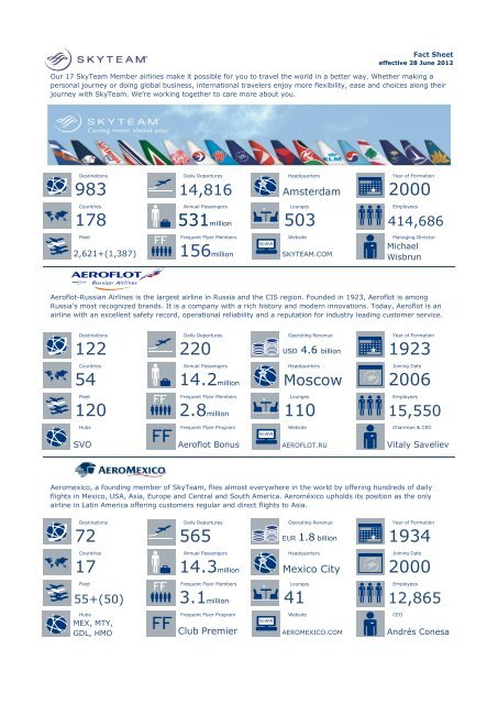 SkyTeam Fact Sheet