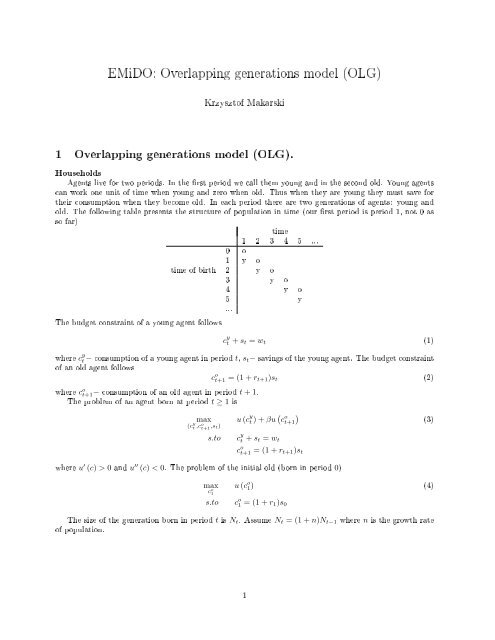 EMiDO: Overlapping generations model (OLG) 1 ... - Akson