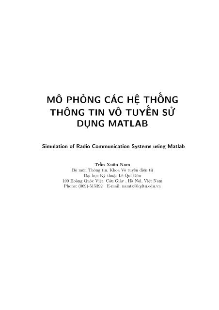 MÔ PH NG CÁC H TH NG THÔNG TIN VÔ TUY N S D NG MATLAB