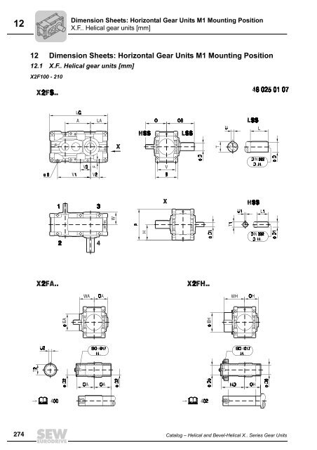 12 Dimension Sheets: Horizontal Gear Units M1 ... - SEW Eurodrive