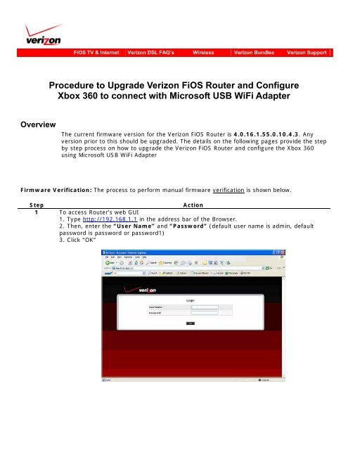 Procedure to Upgrade Verizon FiOS Router and Configure Xbox ... Procedure to Upgrade Verizon FiOS Router and Configure Xbox ...
