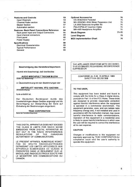 Tascam M-3700 - The Quimby House