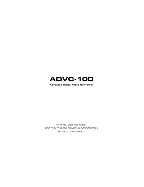 Canopus ADVC-100 Signal Converter - Fine Arts