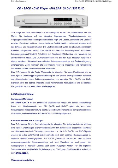 SADV 1250 R HD - T+A Elektroakustik