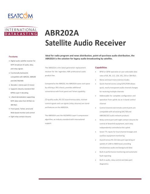 ABR202A Satellite Audio Receiver - Esatcom
