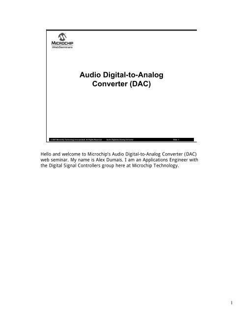 Audio Digital-to-Analog Converter (DAC) - Microchip
