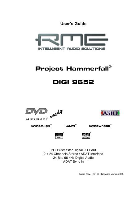 Project Hammerfall® DIGI 9652 - RME