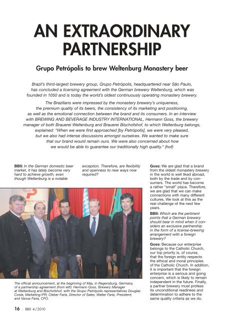 AN EXTRAORDINARY PARTNERSHIP Grupo Petrópolis to brew ...