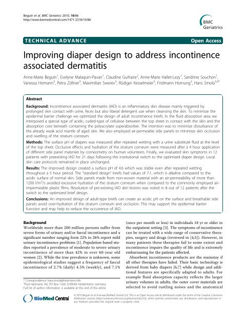 Improving diaper design to address incontinence ... - BioMed Central