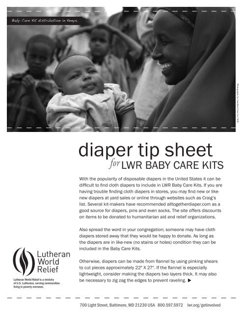 diaper tip sheet - Lutheran World Relief