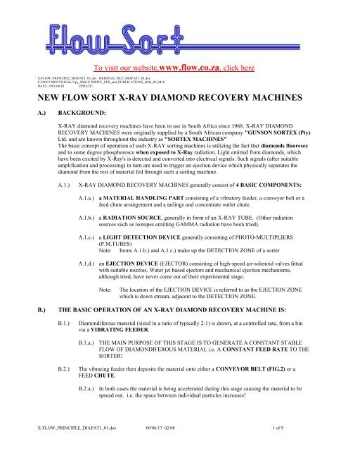 new flow sort x-ray diamond recovery machines - flow.co.za