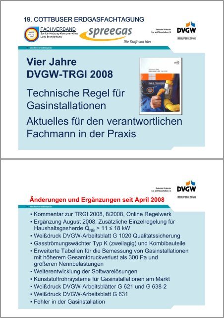 Vier Jahre DVGW-TRGI 2008 Technische Regel für ... - SpreeGas
