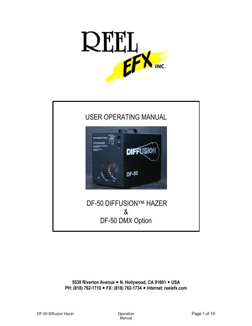 USER OPERATING MANUAL DF-50 DIFFUSION™ HAZER & DF-50 ...