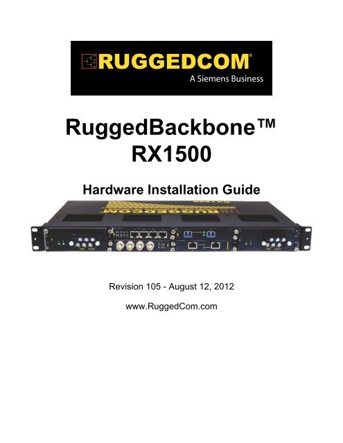 RuggedBackbone™ RX1500 - Hardware Installation ... - RuggedCom