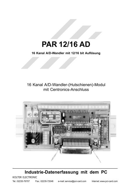 Belegung der Centronics-Buchse - Kolter Electronic