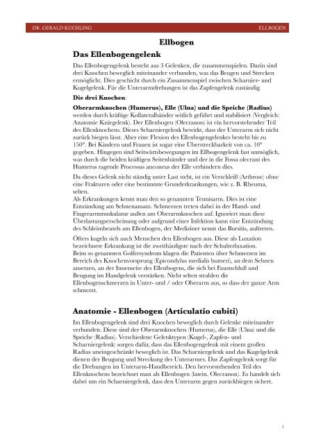 Anatomie - Ellenbogen (Articulatio cubiti) - Dr. Gerald Kuchling