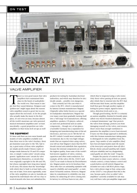 MAGNAT RV1 - Ultra High-End Audio and Home Theater Review