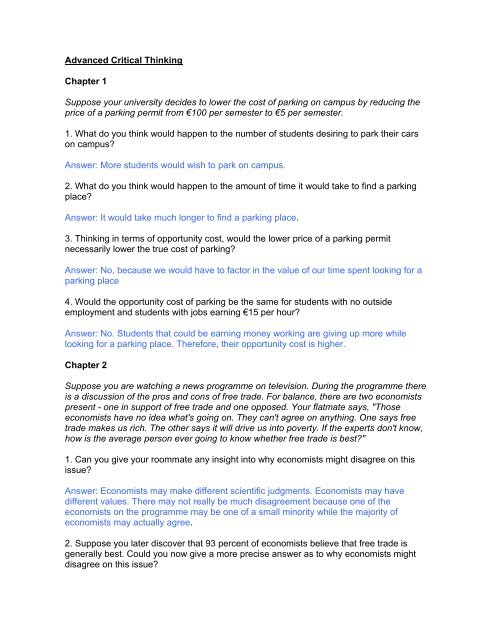 Advanced Critical Thinking Chapter 1 - Cengage Learning