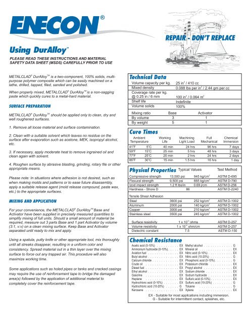 Using METALCLAD DurAlloy.cdr - Enecon