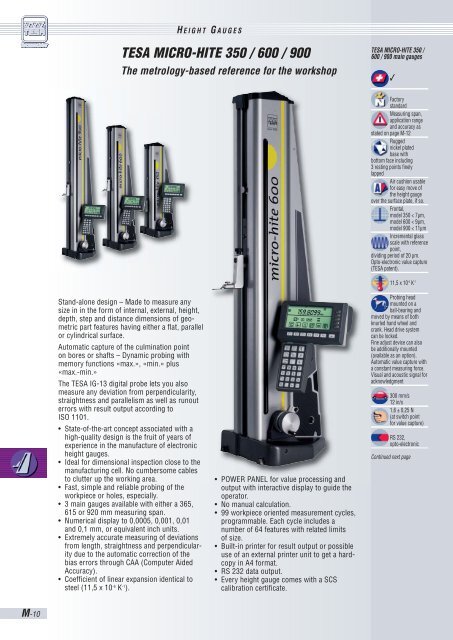 TESA MICRO-HITE 350 / 600 / 900 - Microtes