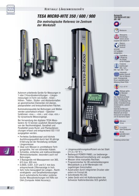 TESA MICRO-HITE 350 / 600 / 900