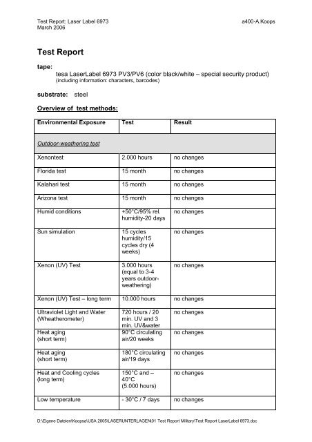 Test Report LaserLabel 6973 - CodeSource