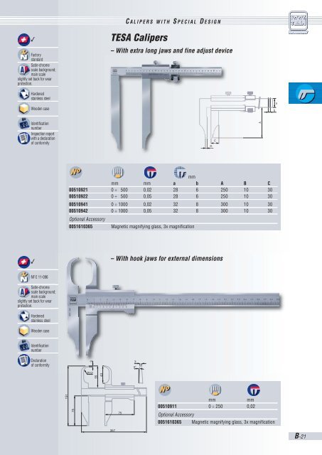 TESA Calipers for Turned Grooves