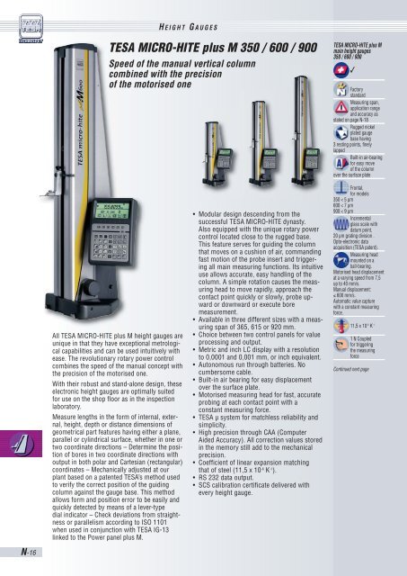 TESA MICRO-HITE plus M 350 / 600 / 900