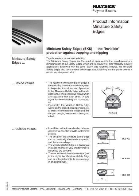 Miniature Safety Edges - Mayser Sicherheitstechnik