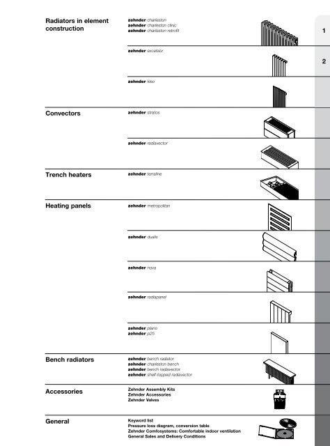 Radiators in element construction Convectors Trench heaters ...