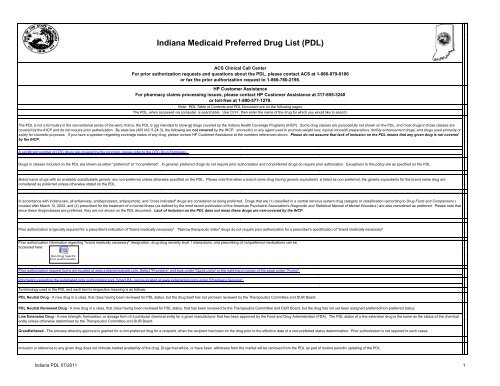 Indiana Medicaid Preferred Drug List (PDL)